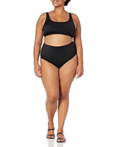 Amazon Essentials Women's High Waist Swim Bottom (Available in Plus Size), Washed Black, Small