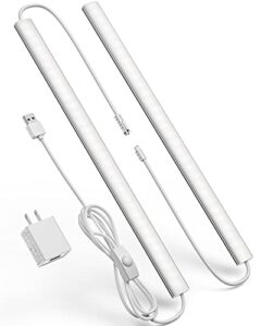 vovamo plug-in under cabinet lighting, dimmable under counter lights for kitchen, 2pcs 12 inch, cold white 6000k linkable usb led closet light, wired indoor night lights bar for desk, sink,workbench