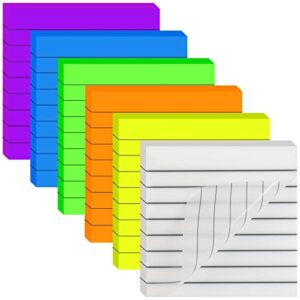 300 sheets lined transparent sticky notes, 3x3 inch 6 colorful clear see through translucent self-adhesive post memo reminder tabs with line for office woman college school students classroom supplies