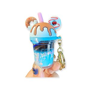 kawaii donut boba keychain (blue)