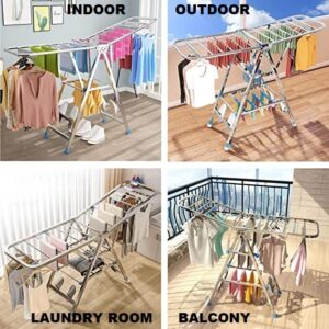 TTW Clothes Drying Rack, 3 Level Foldable Laundry Drying Rack Collapsible, Drying Rack Clothing, Extra Accessories and Wheels