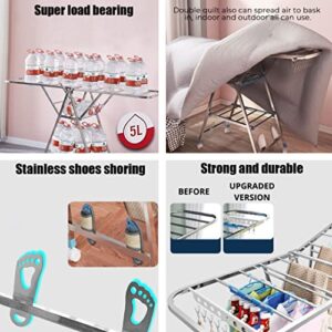 TTW Clothes Drying Rack, 3 Level Foldable Laundry Drying Rack Collapsible, Drying Rack Clothing, Extra Accessories and Wheels