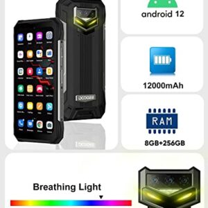 DOOGEE S89 PRO Rugged Smartphone(2022), 12000mAh Massive Battery Android 12 Rugged Phone Unlocked, 65W Fast Charging, 8GB+256GB IP68 Waterproof Cellphone, Night Vision, Breathing Light, NFC, Dual 4G