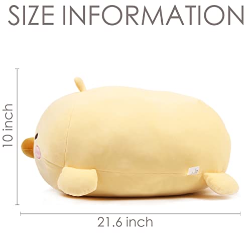 ARELUX 23.6in Duck Plush Pillow Stuffed Animal Snuggly Pillow Cute Plush Toy Snuggle Buddy Duck Plushie Kawaii Soft Hugging Pillow for Kids Boys Girls