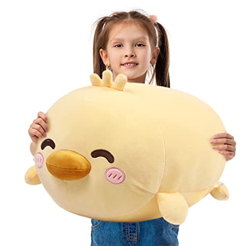 ARELUX 23.6in Duck Plush Pillow Stuffed Animal Snuggly Pillow Cute Plush Toy Snuggle Buddy Duck Plushie Kawaii Soft Hugging Pillow for Kids Boys Girls