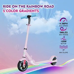 RCB Electric Scooter for Kids Ages 6-8-12, Electric KickScooter with 200W Motor & LED Display, Adjustable Speed and Height - E-Scooters Up to 9.3 MPH & 5 Miles, Boys and Girls, with NewColorful Lights