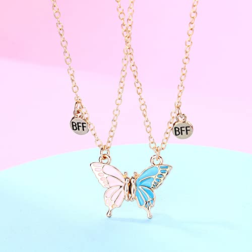 Kefley Best Friend Necklace for 2 Girls Magnetic Butterfly Matching Necklaces for Best Friends Birthday Christmas Gifts for Bff Bestie Necklace for 2 Magnet Necklace