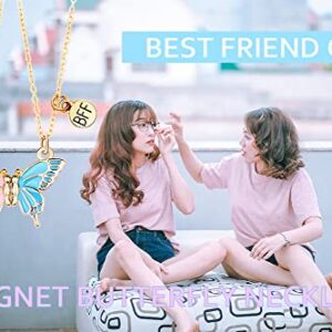 Kefley Best Friend Necklace for 2 Girls Magnetic Butterfly Matching Necklaces for Best Friends Birthday Christmas Gifts for Bff Bestie Necklace for 2 Magnet Necklace