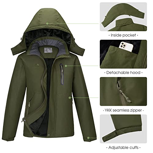 CAMEL CROWN Men's Mountain Waterproof Ski Jackets Warm Winter Snow Coat with Detachable Hood Windproof Rain Jacket