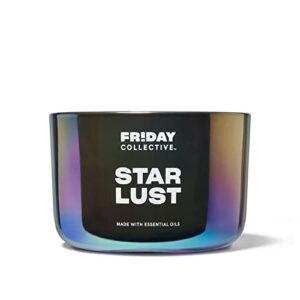 friday collective star lust candle, fresh & clean scented, made with essential oils, 3 wicks, 13.5 oz