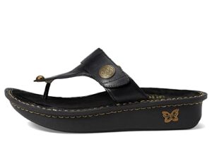 alegria womens carina coal leather thong sandal 9 m us