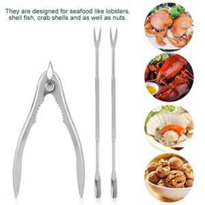 Seafood Tools Set, Stainless Steel Lobster Crab Cracker Shell Claw Seafood Forks Nuts Opener, Kitchen Gadgets Perfect for Pecans Walnuts