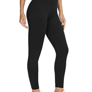 Women's V Cross Waist Yoga Leggings High Waisted Tummy Control Workout Running Pants Black