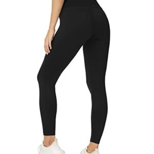 Women's V Cross Waist Yoga Leggings High Waisted Tummy Control Workout Running Pants Black