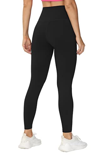 Women's V Cross Waist Yoga Leggings High Waisted Tummy Control Workout Running Pants Black