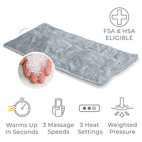 Pure Enrichment® WeightedWarmth™ 3-in-1 Heating Pad - 3 InstaHeat™ Settings, 3 Massage Speeds & 4.1 lbs of Weighted Pressure for Menstrual Cramps, Shoulder, Neck & Back Pain - 12” x 24”