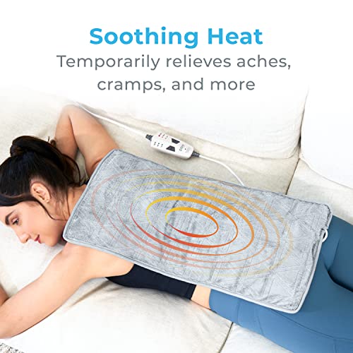 Pure Enrichment® WeightedWarmth™ 3-in-1 Heating Pad - 3 InstaHeat™ Settings, 3 Massage Speeds & 4.1 lbs of Weighted Pressure for Menstrual Cramps, Shoulder, Neck & Back Pain - 12” x 24”