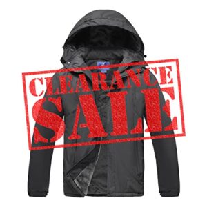 purltoan rain jacket men winter mountain snow skiing raincoats windproof water resistant soft shell fleece tactical coat darkgrey 3xl