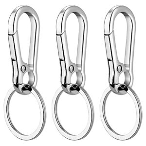 rainspire key ring keychain keyrings key chain holder clip key organizer key chain ring for men and women, 3 pack, silver