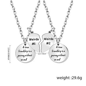 Weirdo 1 Weirdo 2 Necklace Friendship for Women Matching Heart Pendant Weirdo Necklace Gifts for Best Friend Sister BFF Gift (A true friendship)