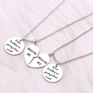 Weirdo 1 Weirdo 2 Necklace Friendship for Women Matching Heart Pendant Weirdo Necklace Gifts for Best Friend Sister BFF Gift (A true friendship)