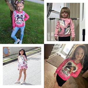 PATPAT Kid Girl's Outfits Cartoon Tie Dyed/Leopard Print Pullover Sweatshirt Long Sleeve Shirt, Hot Pink, 7-8 Years