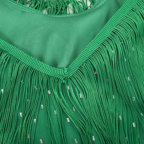 Ruziyoog Fashion Dress for Women Elegant Tassels Sequin Fringe Flapper Dresses Sexy Spaghetti Straps Mini Dancewear Dress