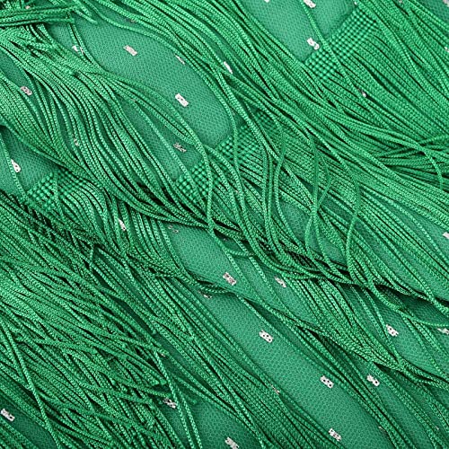 Ruziyoog Fashion Dress for Women Elegant Tassels Sequin Fringe Flapper Dresses Sexy Spaghetti Straps Mini Dancewear Dress