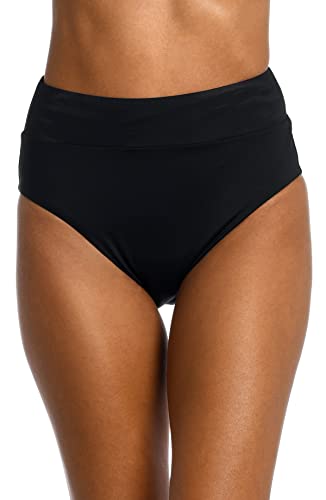 La Blanca Women's Island Goddess Cinch Back High Waist Bottom, Black, 12