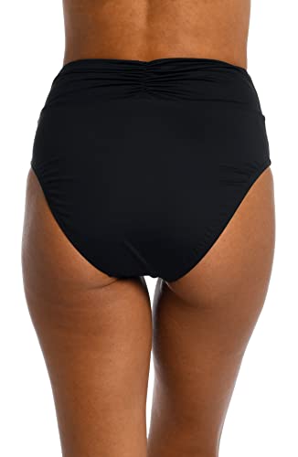 La Blanca Women's Island Goddess Cinch Back High Waist Bottom, Black, 12