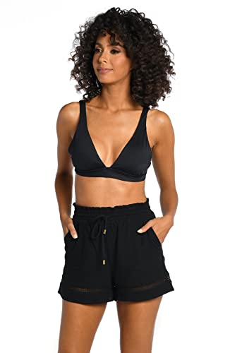 La Blanca Women's Beach Short Swimsuit Cover Up, Black//Seaside Covers, XL