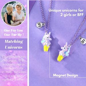 BONL Best Friend Necklaces Magnetic Friendship Necklace for 2 girls BFF Gifts for Girls or Kids (Purple Unicorns)