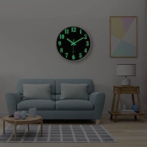 NESIFEE 12 Inch Glow in The Dark Wall Clock,Night Light Wall Clock,Silent Non-Ticking, Battery Operated Wall Clocks for for Living Room Kitchen Office Bedroom