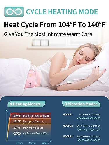 Slimpal Menstrual Heating Pad for Cramps, Portable Cordless Heating Pad for Period Pain Relief, Electric Heat Belt, Up to 8 Hours Constant Working, FSA HSA Eligible Gifts for Women Girl, Pink