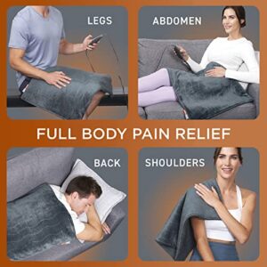 Pure Enrichment® PureRelief™ Pro Far Infrared Ultra-Wide Heating Pad - Deeper Muscle Relief for Back, Neck, Shoulder, & Knee Pain in Athletes, 4 Heat Settings, Dry/Moist Heat, 20” x 24” Wide Size