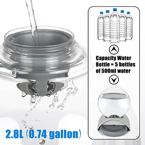 Vayugo Automatic Cat Water Dispenser, 2.8L/0.74 Gallon Gravity Pet Water Dispenser with Spherical Water Bubble for Cats, Dogs & Rabbit, Detachable Water Bowl Feeder Station for Small Animals