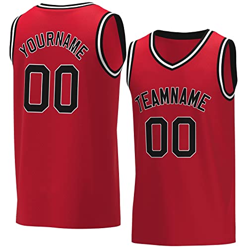 Custom V Neck Basketball Jersey Personanlized Stitched/Printed Sports Jerseys for Men/Youth Red