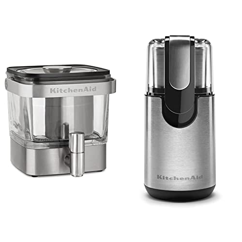 KitchenAid KCM4212SX Cold Brew Coffee Maker-Brushed Stainless Steel, 28 ounce & Blade Coffee Grinder - Onyx Black