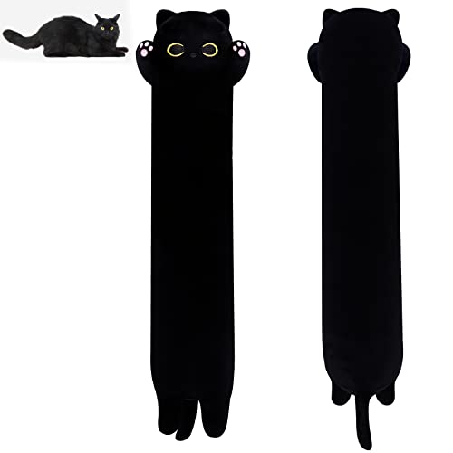 MUFEIRUO Long Cat Plush Long Plush Body Toy, Cute Long Cat Stuffed Animals Soft Long Cat Plushie, Black Cat Plush Kawaii Cartoon Stuffed Cat Toys for Kids Birthday Christmas