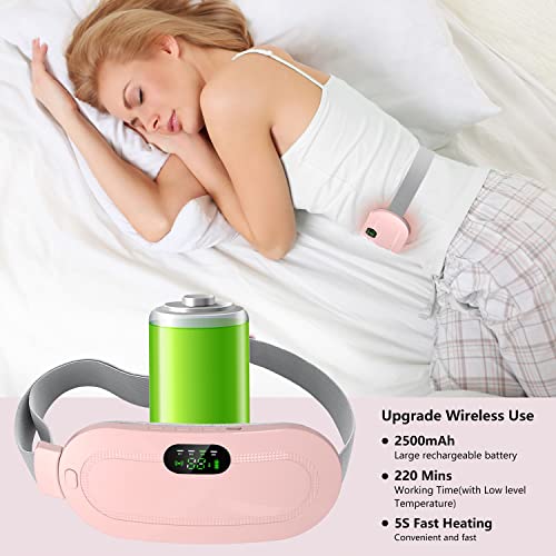 Funnywhale Menstrual Heating Pad,Period Heating Pad for Cramps with 3 Heat Levels and 4 Vibration Massage Modes,Stomach Heating Pad for Women and Girl Light Pink