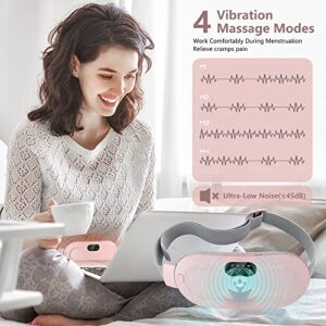 Funnywhale Menstrual Heating Pad,Period Heating Pad for Cramps with 3 Heat Levels and 4 Vibration Massage Modes,Stomach Heating Pad for Women and Girl Light Pink