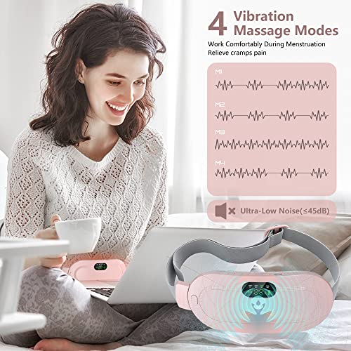 Funnywhale Menstrual Heating Pad,Period Heating Pad for Cramps with 3 Heat Levels and 4 Vibration Massage Modes,Stomach Heating Pad for Women and Girl Light Pink