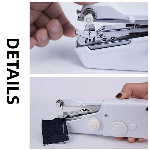 Handheld Sewing Machine, Portable Mini Sewing Machine Hand Held Small Mending Machine Household Tool for Fabrics Clothing Kids Cloth Home DIY Beginners Travel Quick Sewing