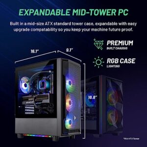 Skytech Gaming Skytech Shadow Gaming PC Desktop – AMD Ryzen 5 7600X 4.7 GHz, RTX 3060 Ti, 1TB NVME SSD, 32G DDR5 RGB, 600W Gold PSU, 240mm AIO, AC Wi-Fi, Windows 11 Home 64-bit