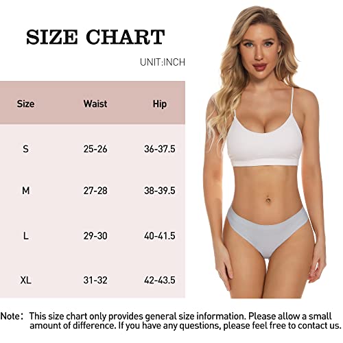 Jaywan Seamless Thongs Underwear for Women Breathable Stretch Thong Panties No Show Thong 6 Pack S-XL