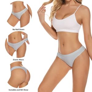 Jaywan Seamless Thongs Underwear for Women Breathable Stretch Thong Panties No Show Thong 6 Pack S-XL