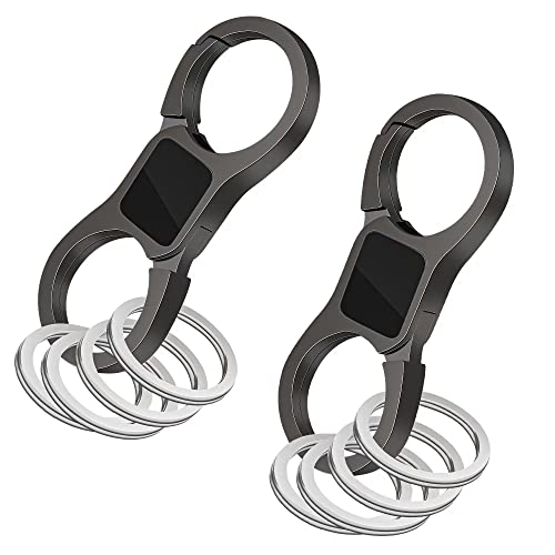 Farspan 2 Pack Keychain Quick Release Spring with 8 Key Ring Heavy Duty Key Organizer and Car Key Chains for Men and Women (Black)