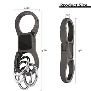 Farspan 2 Pack Keychain Quick Release Spring with 8 Key Ring Heavy Duty Key Organizer and Car Key Chains for Men and Women (Black)