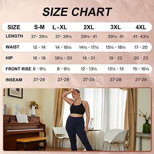 YOLIX 2 Pack Plus Size Leggings with Pockets for Women, 2X 3X 4X High Waisted Black Workout Leggings