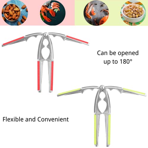 LOCEAST 2 Pieces Nut Crackers Heavy Duty Walnut Cracker with Non-Slip Handle Walnut Cracker for All Nuts with 6PCS Forks Nutcracker Pecan Walnut Plier Clip Tool